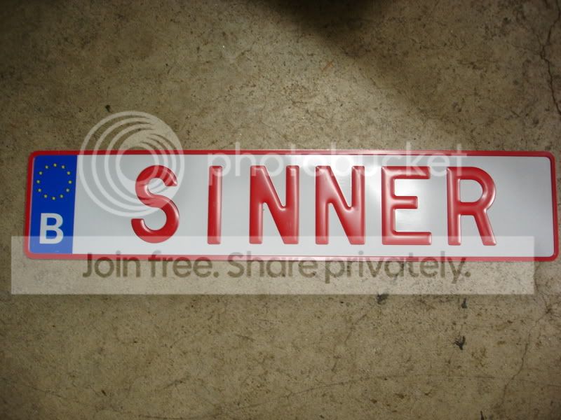 FS> "SINNER" Euro plate | VW Vortex - Volkswagen Forum