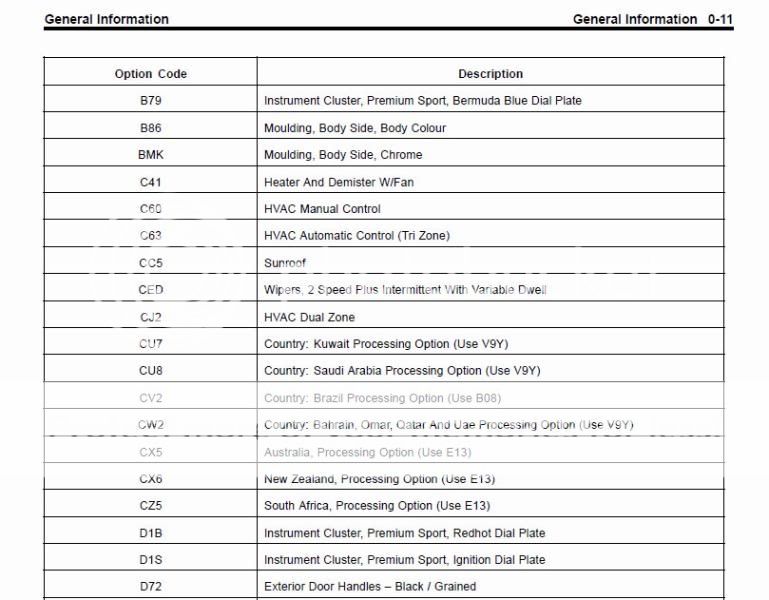 VIN & RPO codes for non-USA VE cars